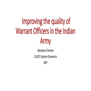 Quality of Warrant officers in The Indian Army | PDF