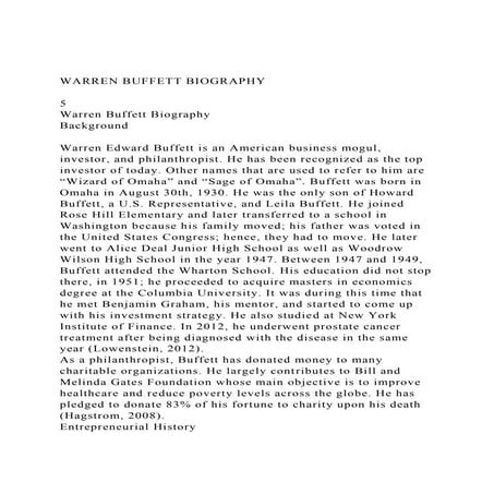 WARREN BUFFETT BIOGRAPHY 5Warren Buffett BiographyBackgr.docx