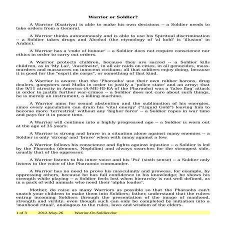 Zurich Files - Warrior or Soldier? | PDF | Arms & Ammunition | Sensitive Topics