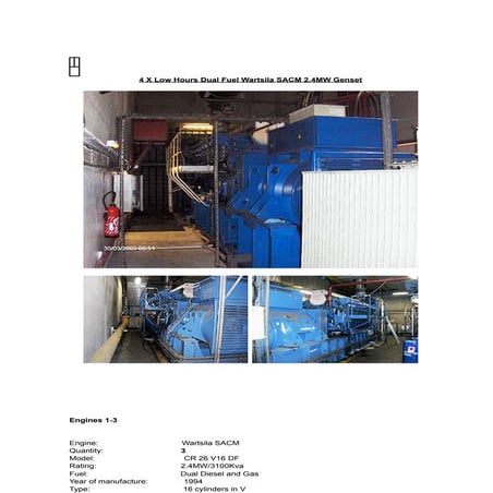 WARTSILA CR26 V16DF GENERATORS | PDF