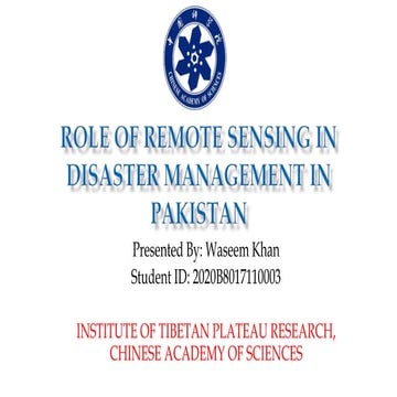 ROLE of Remote Sensing in Disaster Management in Pakistan | PPT