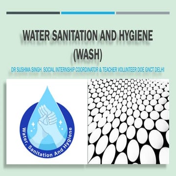 WASH( Water Sanitation and Hygiene) by Dr Sushma Singh | PDF