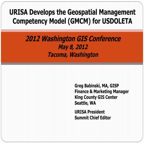 URISA Geospatial Management Competency Model - Strawman Draft | DOCX