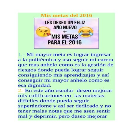 Mis metas mas valiosas | ODT