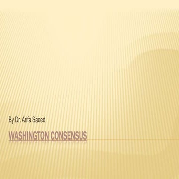 Washington consensus and its important points with respect to pakistan ...