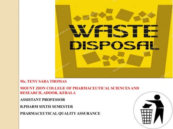 Disposal and management of pharmaceutical waste | PPT