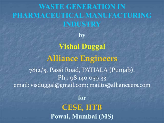 Pharmaceutical waste management | PPTX