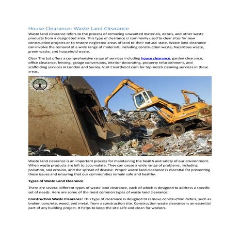 Transforming Landscapes: Comprehensive Land Clearing Solutions | PPTX