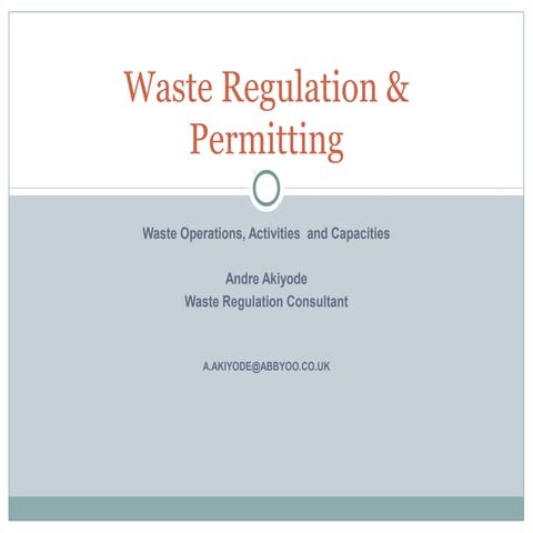 Waste Regulation and Permitting | PPT