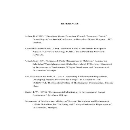 References for Environmental Projects | PDF