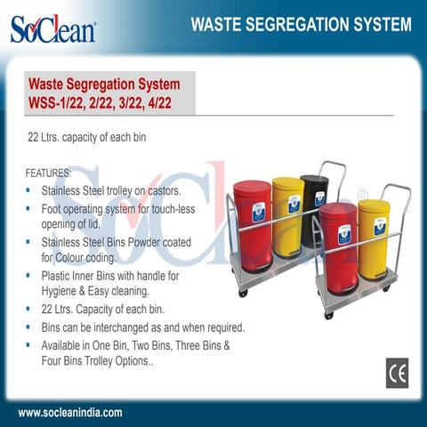 Soclean India - Waste segregation system 22 ltrs stainless steel | PPT