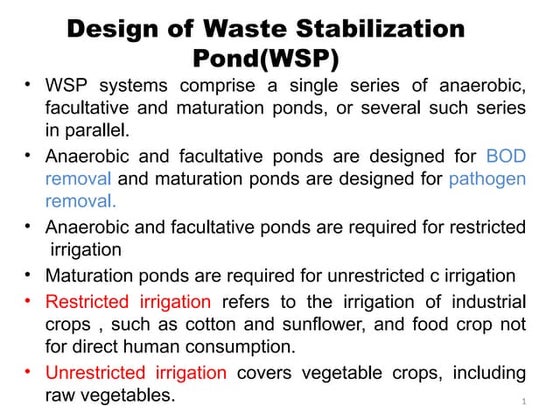 Waste Stabilisation pond design | PPTX | Gardening | Home & Garden