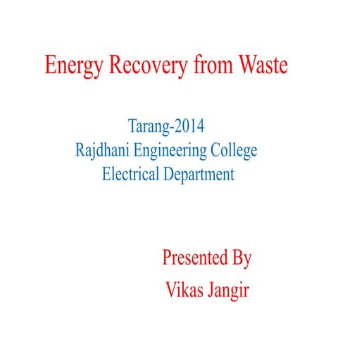 Waste to Electricity Generation | PPTX