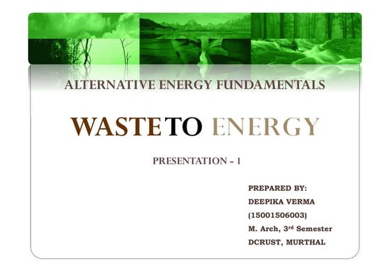 Waste to Energy Conversion | PPTX