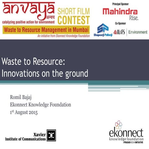 Waste to Resource: Innovations on the ground | PPTX
