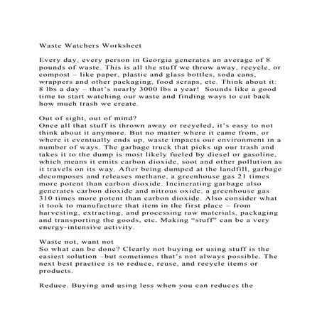 Waste Watchers WorksheetEvery day, every person in Georgia gen.docx ...