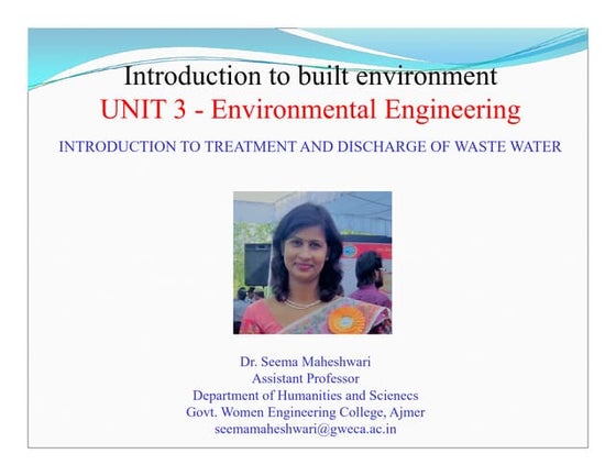 Unit operations; processes in waste water treatment | PPTX