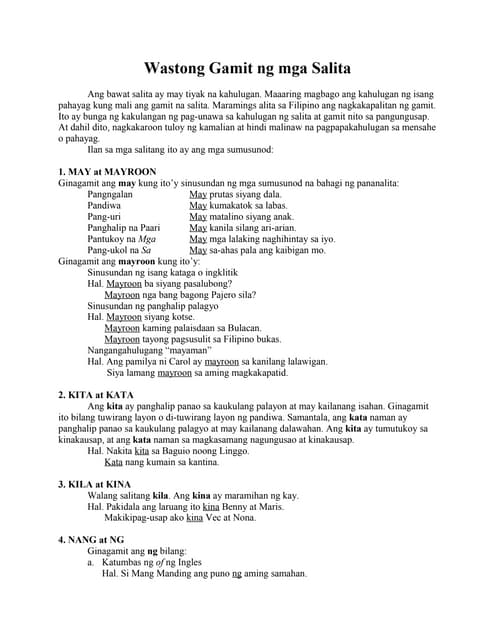 Wastong gamit ng salita | PPT