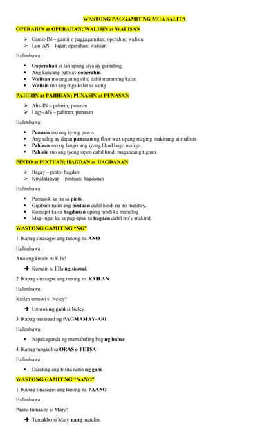 mga gamit ng ng at nang at iba pa | PPTX