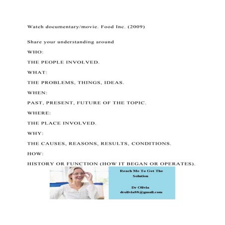 Watch documentarymovie. Food Inc. (2009)Share your understand.docx