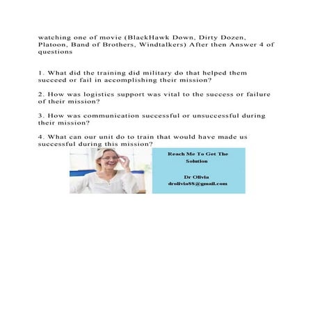 watching one of movie (BlackHawk Down, Dirty Dozen, Platoon, Band of.docx