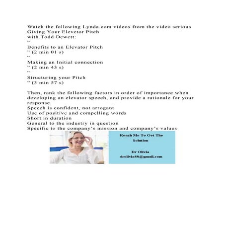 Watch the following Lynda.com videos from the video serious Giving.docx