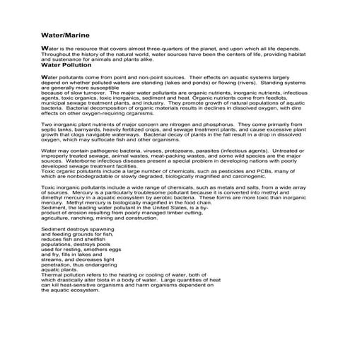 WATER POLLUTION IN ENVIRONMENTAL SCIENCE | PPTX