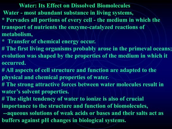 Water- Biochemistry | PPTX | Chemistry | Science