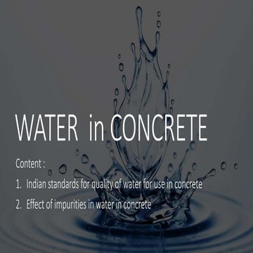 Tests for water quality for construction | DOCX