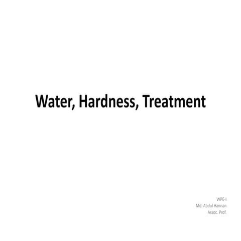 Water hardness and treatment | PPTX | Chemistry | Science
