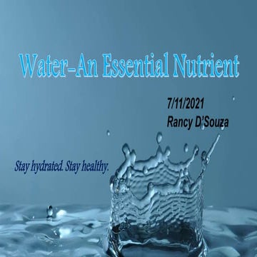 Water- an essential nutrient | PPTX