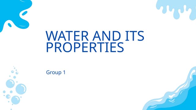 Properties of Water Presentation | PPTX