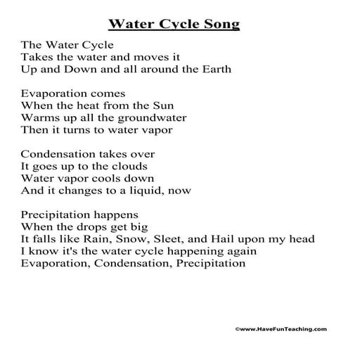 Water cycle-song-lyrics | PDF