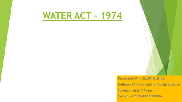 Water act 1974 | PDF