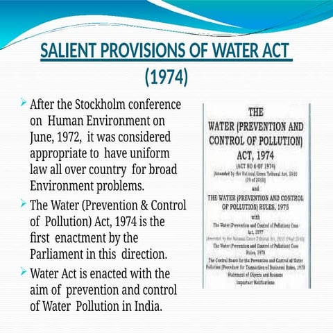 PPT on Saleint features of the Water Act | PPTX