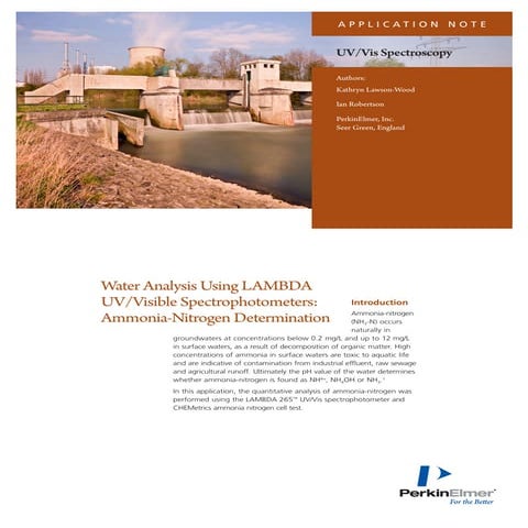 Water Analysis Using LAMBDA UV/Visible Spectrophotometers: Ammonia-Nitrogen Determination | PDF