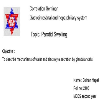 Salivary gland physiology ,Water and electrolyte secretion.pptx