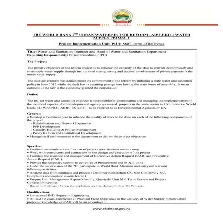 Water And Sanitation Engineer And Head Of Water And Sanitation ...