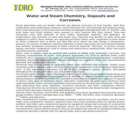 Water and steam chemistry deposits and corrosion- | PDF