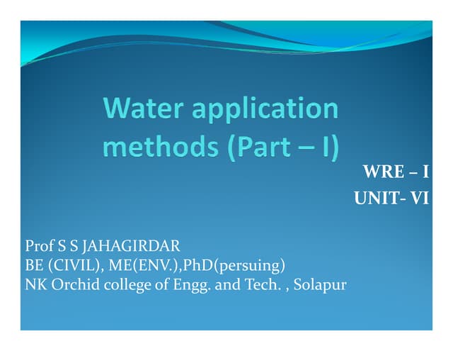 Water application methods (part – i) | PDF Water application methods (part – i) | PDF