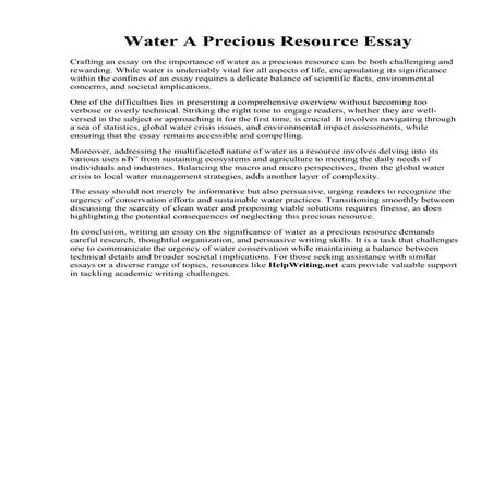 Water A Precious Resource Essay | PDF