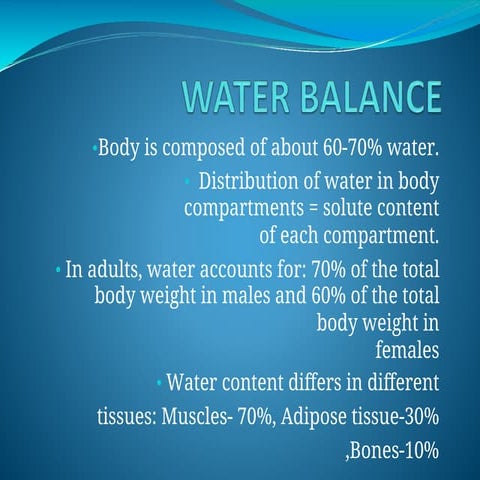WATER BALANCE hoe the water is distributed in human body | DOCX