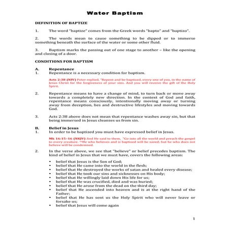 Water baptism | PDF
