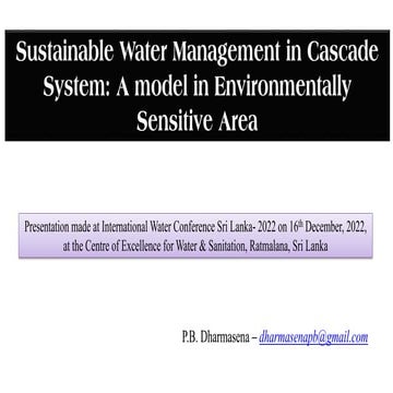 Sustainable Water Management in Cascade System: A model in ...