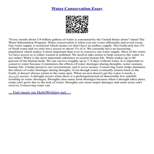 Water Conservation Essay | PDF
