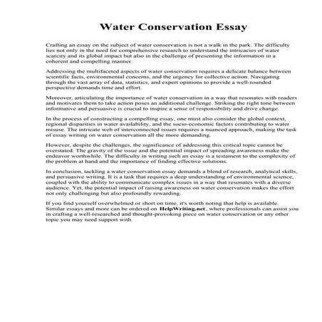 Water Conservation Essaypdf