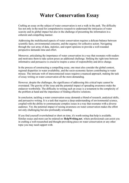 Water Conservation Essaypdf