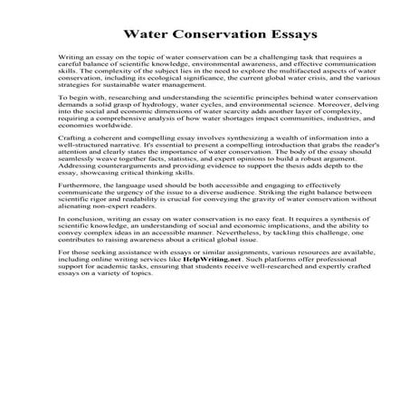 Water Conservation Essays. College of San Mateo | PDF | Science