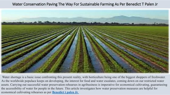 Learn Water Conservation Techniques In Modern Agriculture With Benedict ...
