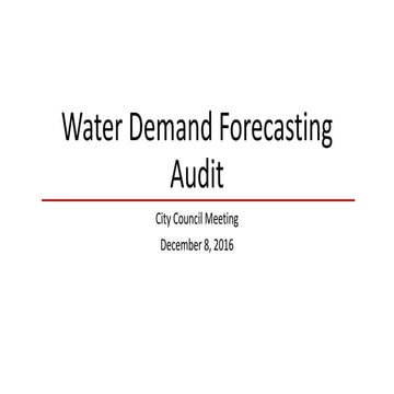Water Demand Forecasting Audit | PPTX